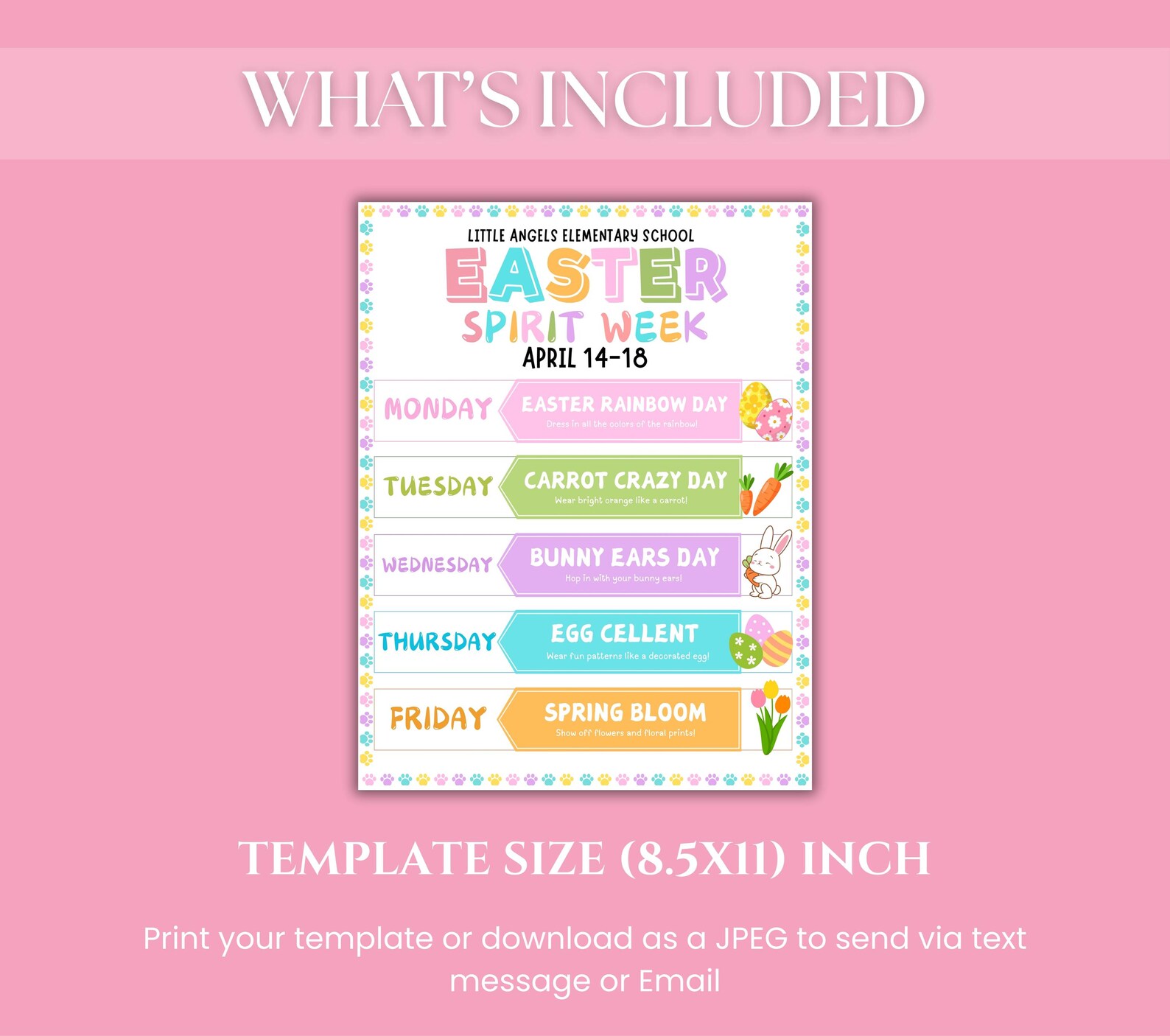 Editable Easter School Spirit Week Flyer Template, Easter Themed School ...
