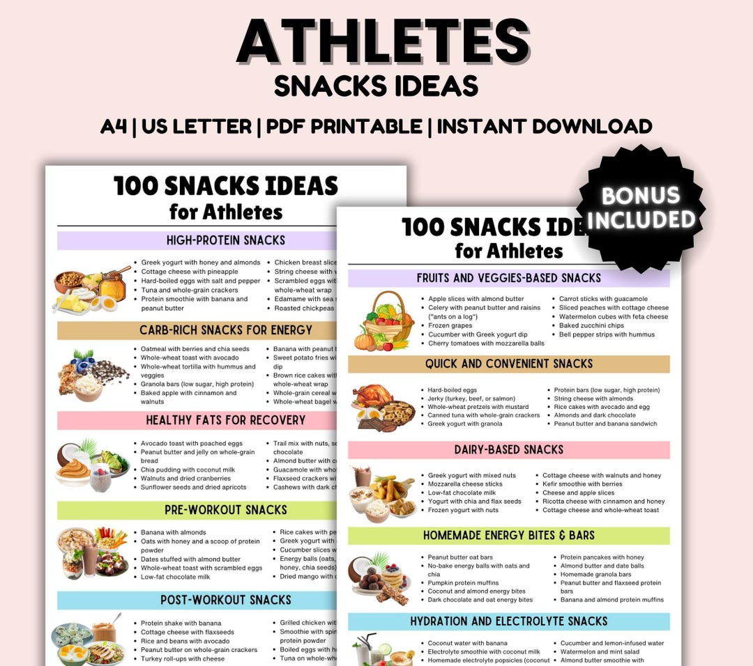 100 Athlete's Snacks List, Athlete Snack List, Meal Plan for Athletes ...