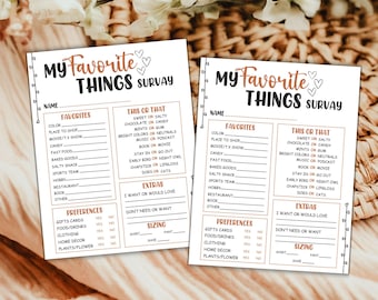 My Favorite Things Survey Questionnaire | Employee Favorites | All ...