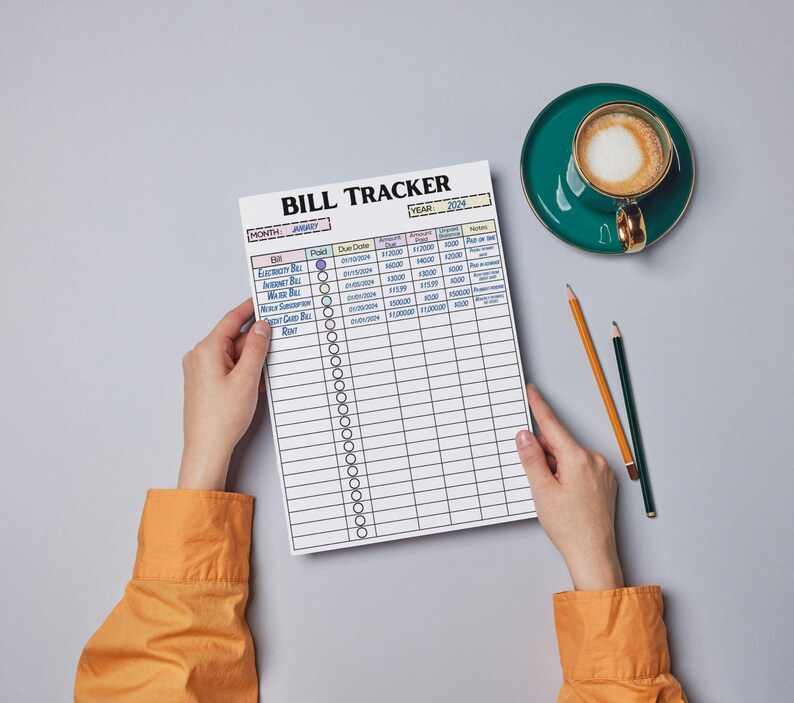 Bill Tracker Printable, Monthly Bill Tracker Printable, Bill Payment ...