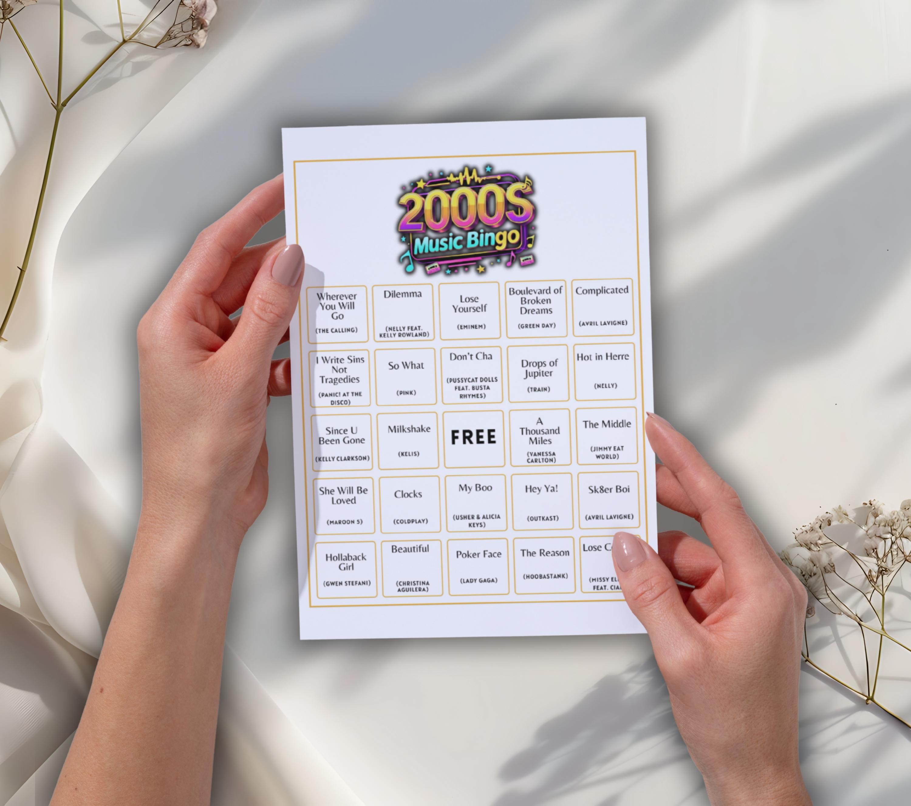2000s Music Bingo Game, Printable Music Game, Party Game, Music Trivia ...
