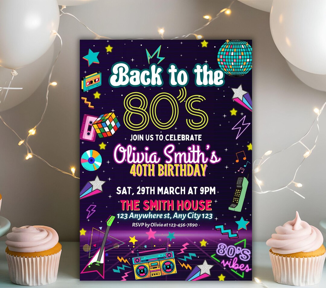 Editable 80s Party Invitation, Back to the 80s, Throwback Party, 80s ...