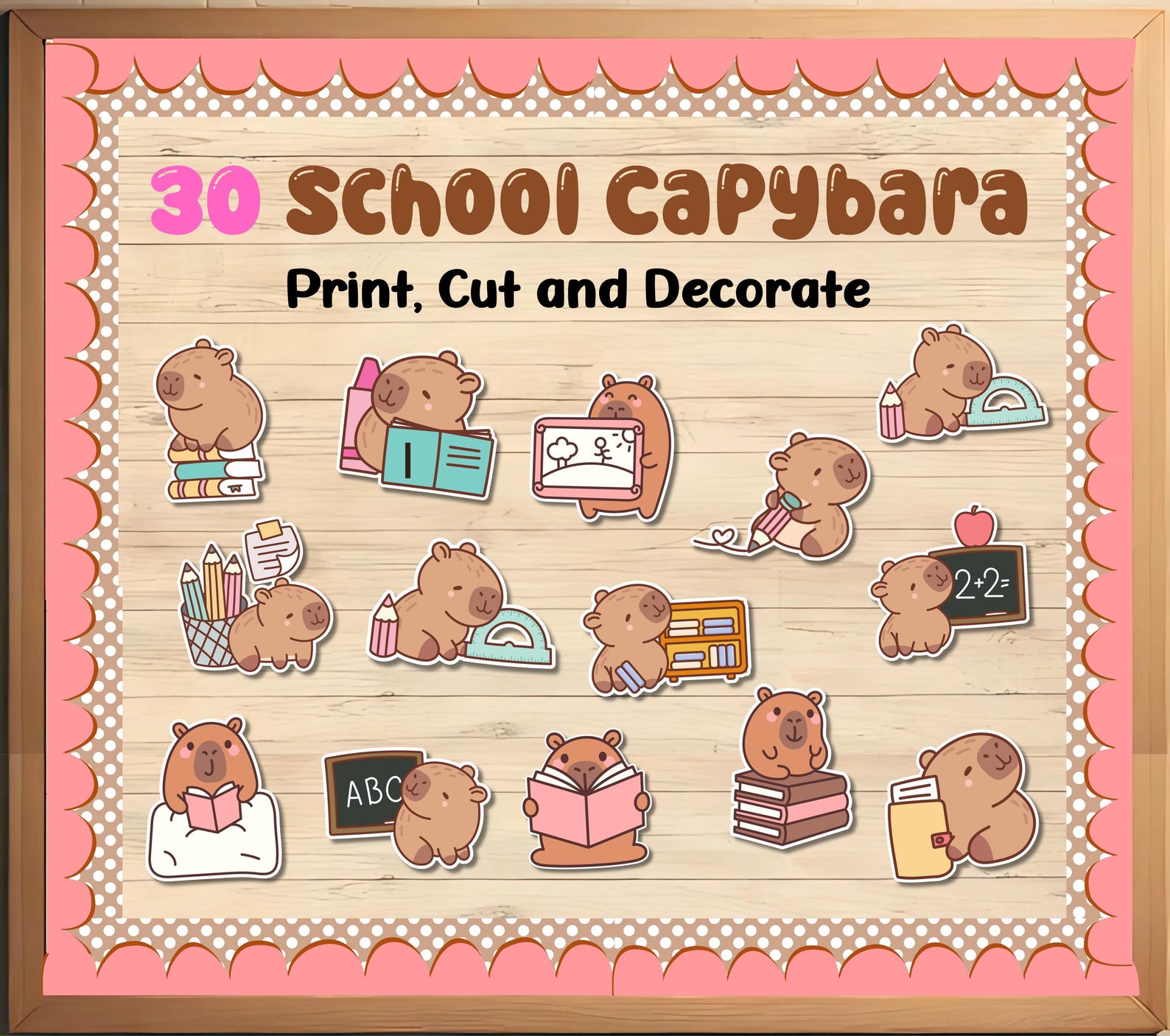 Cute Capybara Classroom Door Decor Kit Printable, Back to School ...