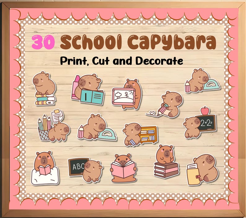 Cute Capybara Classroom Door Decor Kit Printable, Back to School ...