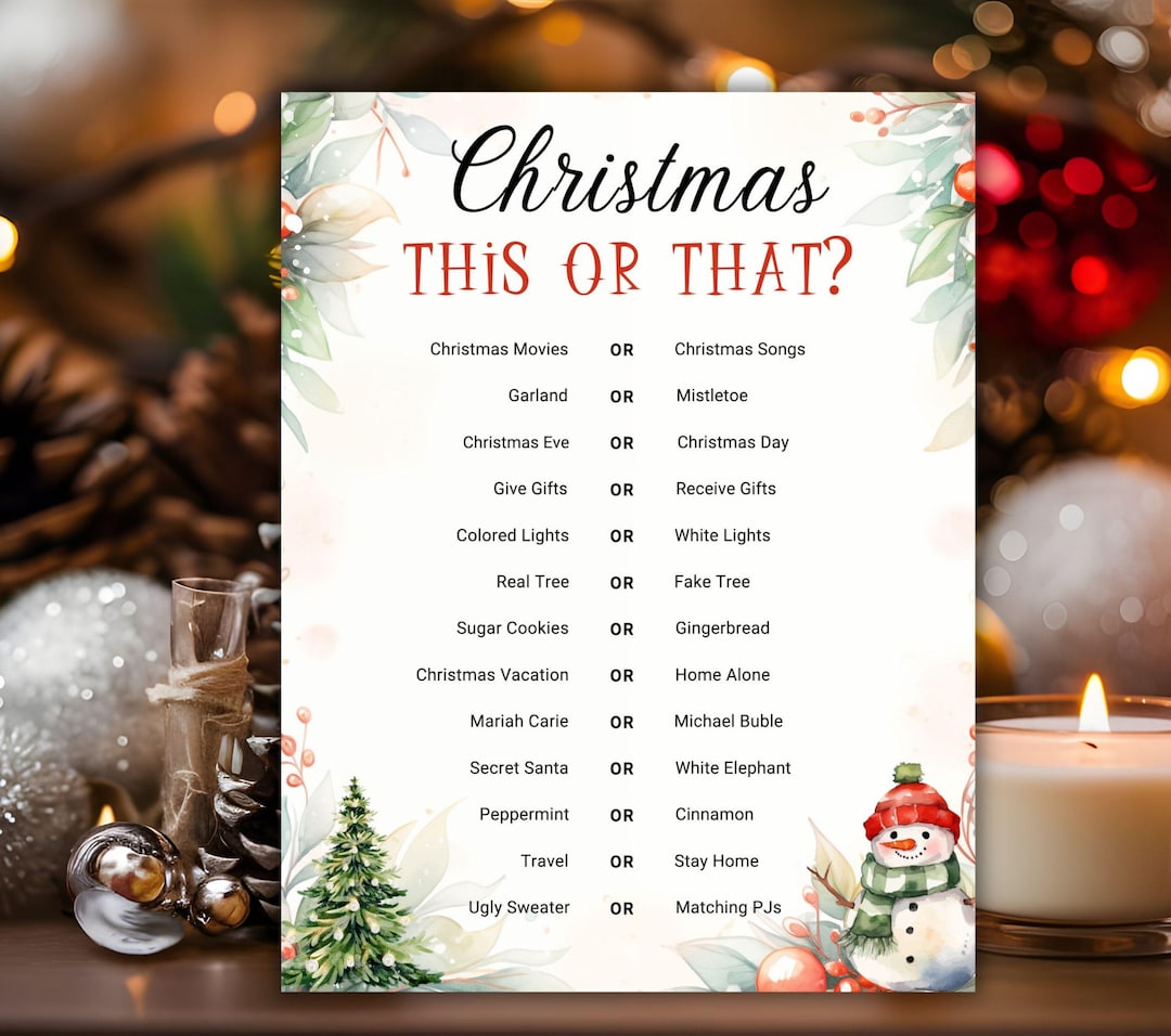 Christmas This or That Game Printable, Christmas Party Game, Christmas ...