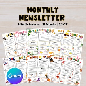 12 Months Newsletter Template Bundle, Back to School, Weekly Classroom ...