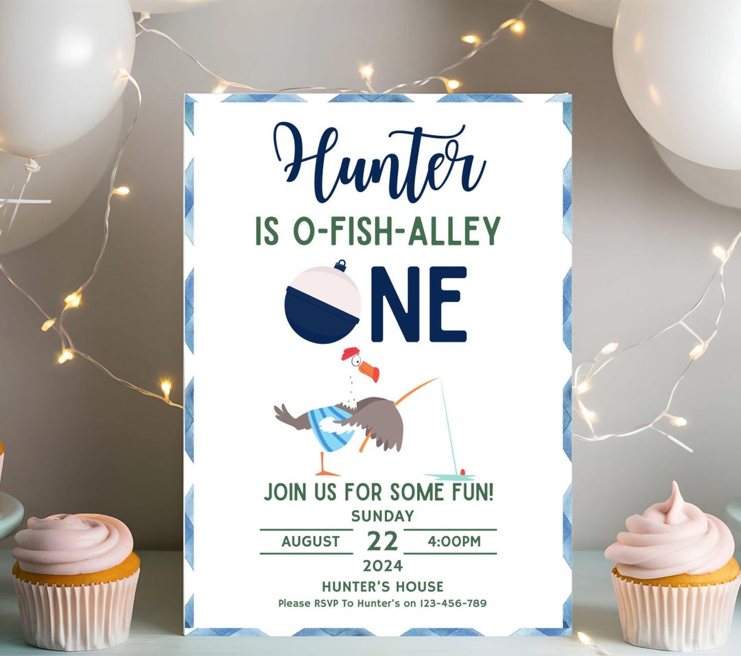 Editable Fishing First Birthday Party Invitation, Fishing Invite ...