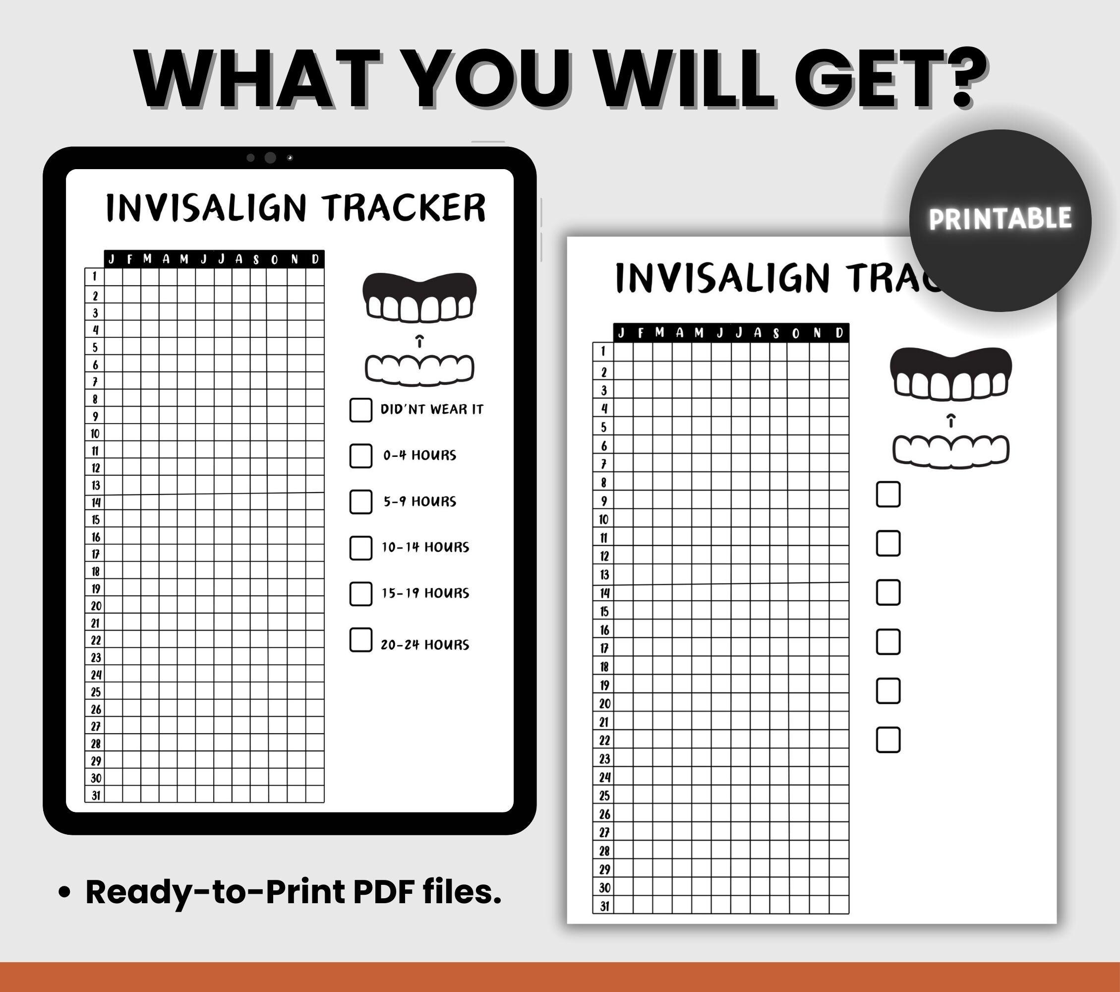 Invisalign Tracker PRINTABLE, Track Invisalign, Dental Tracker, Dental ...