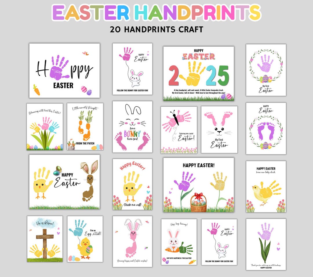 Easter Handprint Art Bundle, Easter Footprint Craft, Handprint Art, DIY ...