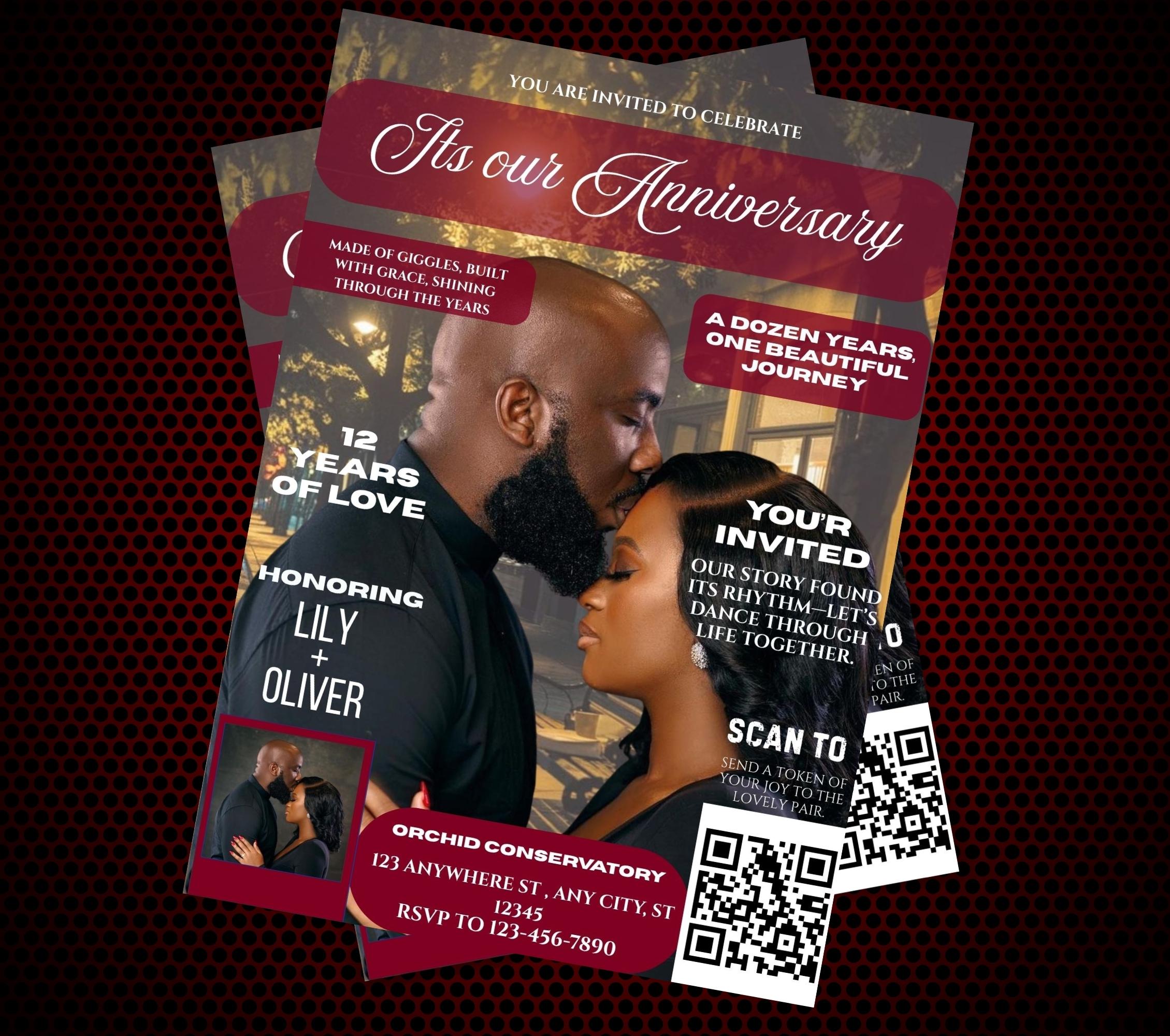 Anniversary Party Invitation Flyer Template, Digital Wedding ...