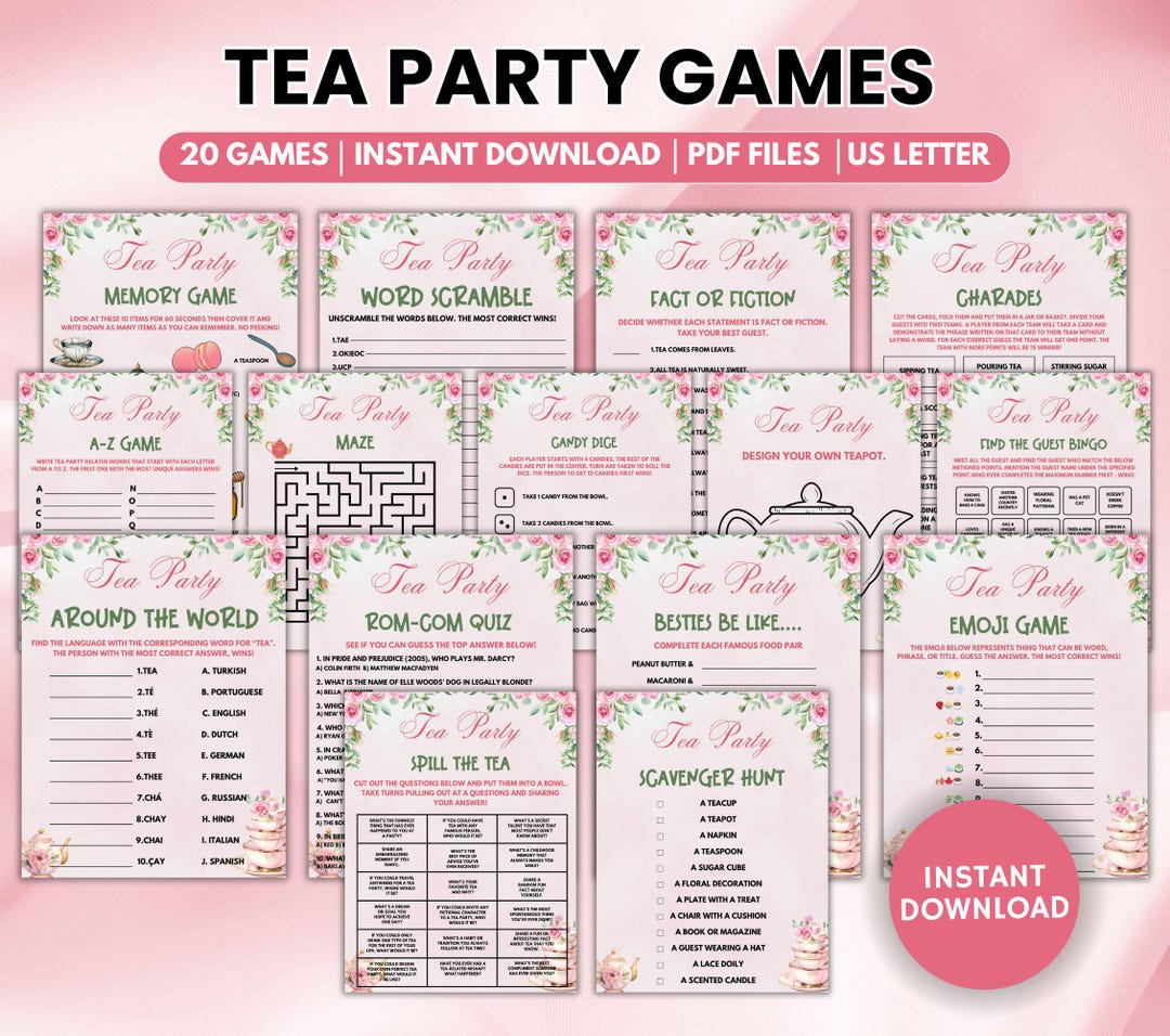 Tea Party Games Bundle, Tea Party Game, Tea Party Game Ideas, Tea Party ...