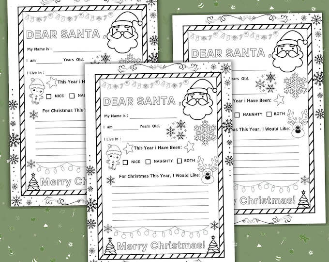 Letter to Santa Coloring Page. Printable Dear Santa Letter. Christmas ...