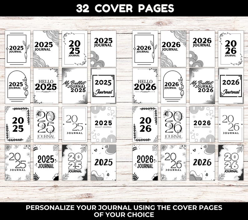 Paquete imprimible de Bullet Journal 2025-2026, plantillas para pintar ...