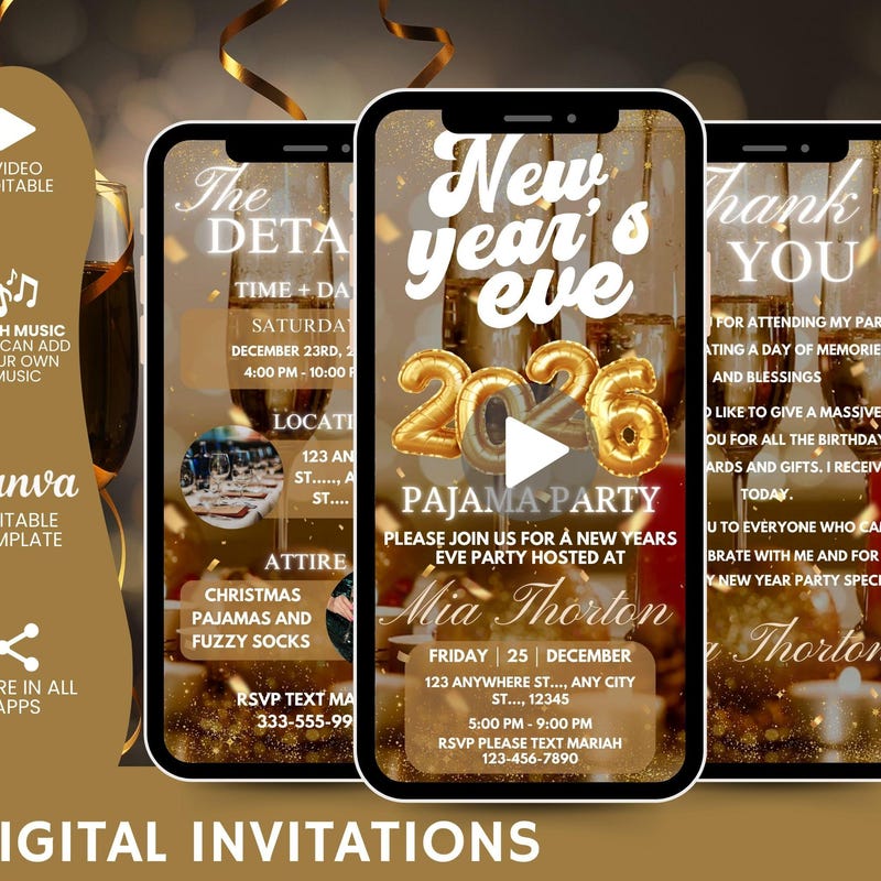 Pajama Nye Party Invites - Etsy