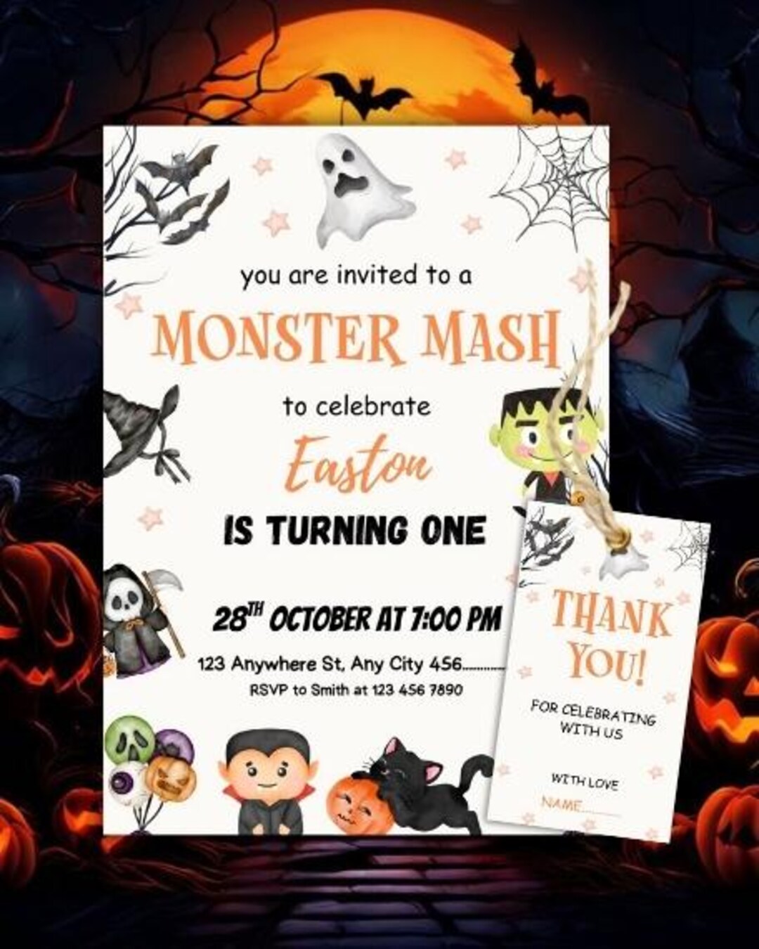 Monster Mash Halloween Birthday, Editable Kids Halloween Party ...