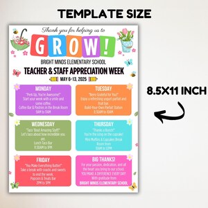 Editable Teacher Appreciation Week Itinerary Poster Template, Spring ...