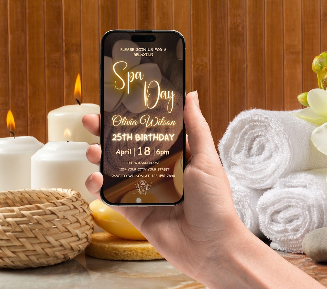 Digital Spa Day Invitation, Animated Spa Party Birthday Itinerary ...