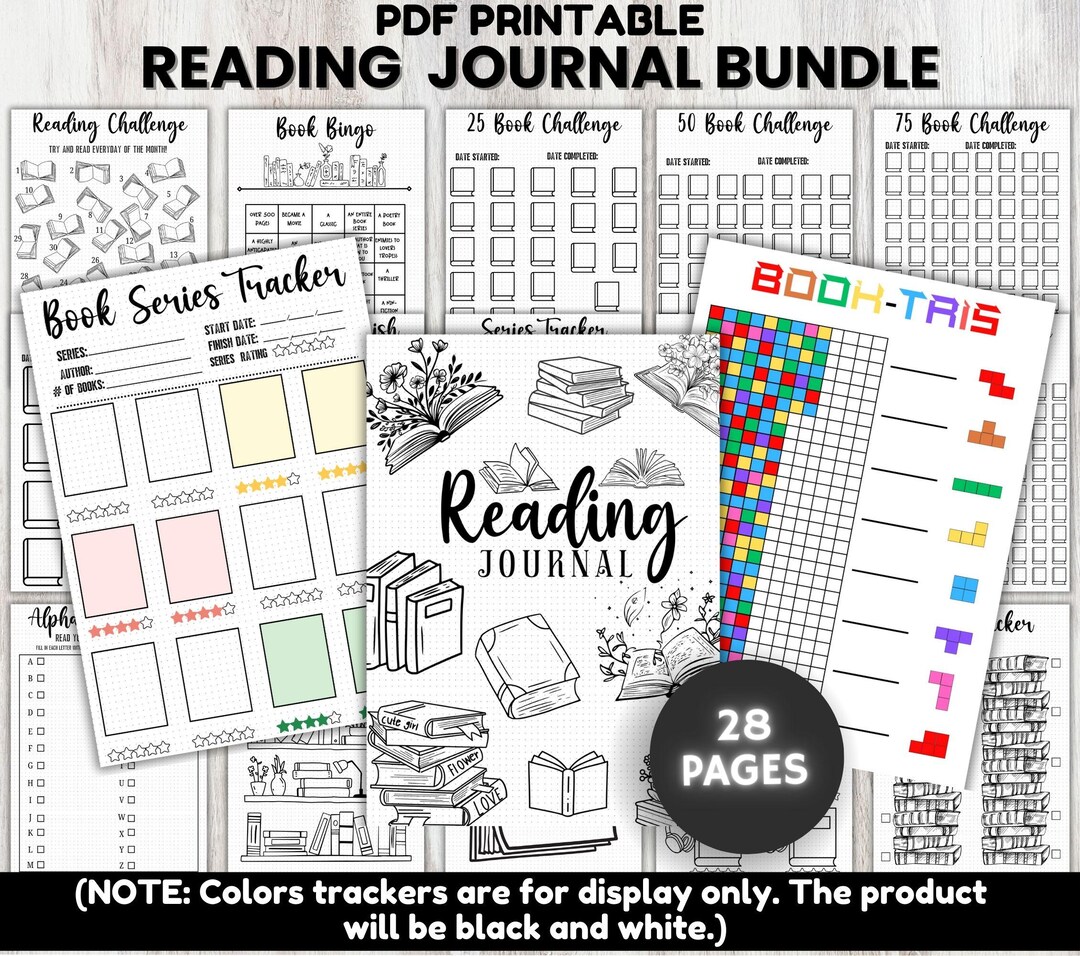 Reading Planner Journal Printable, Book Tracker Bookshelf Reviews ...