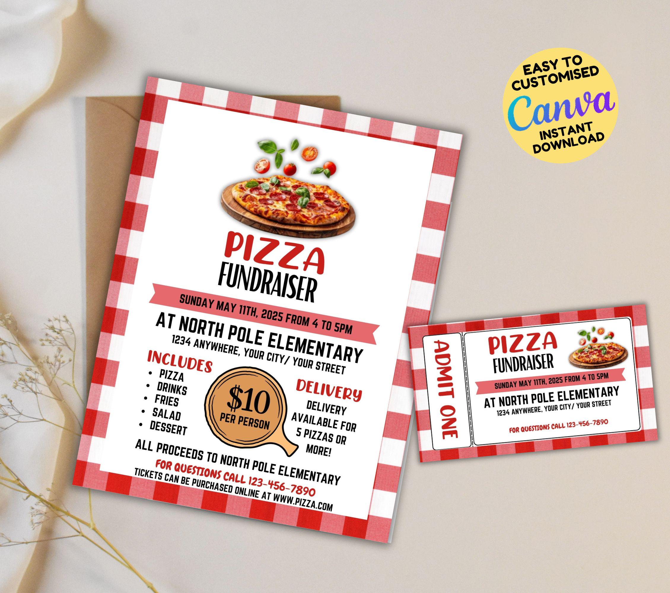 Editable Pizza Dinner Fundraiser Flyer Template, PTA PTO School Church ...