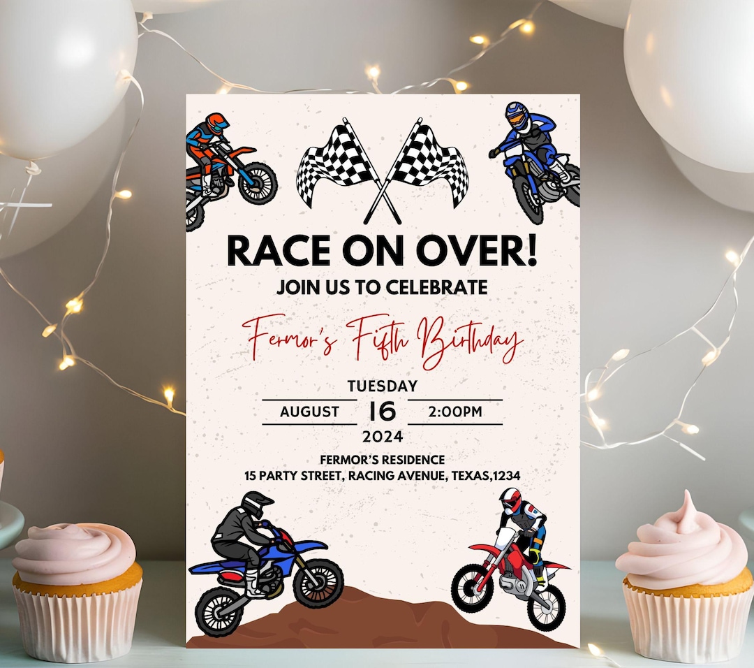 MOTORBIKE Birthday Invitation, Dirt Bike Invitation, Editable Dirt Bike ...