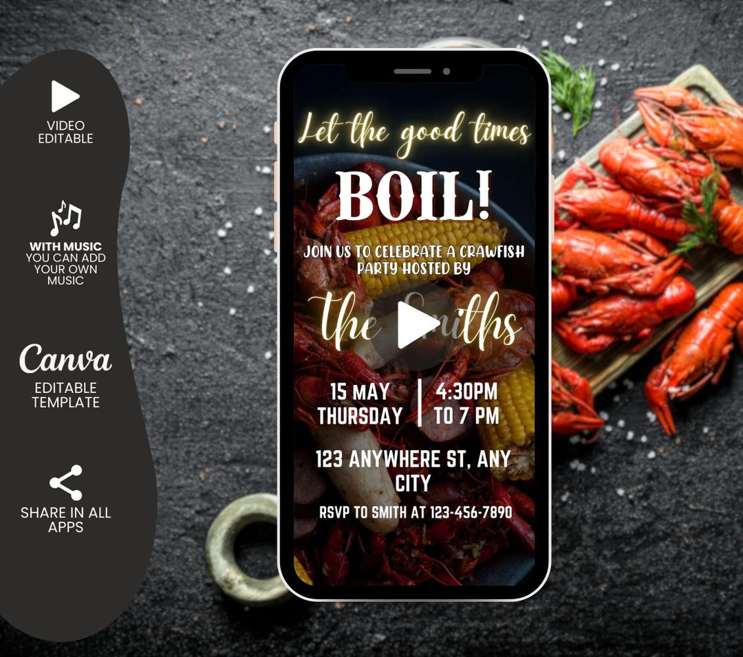 Digital Crawfish Boil Invitation Template, Let the Good Times Boil ...