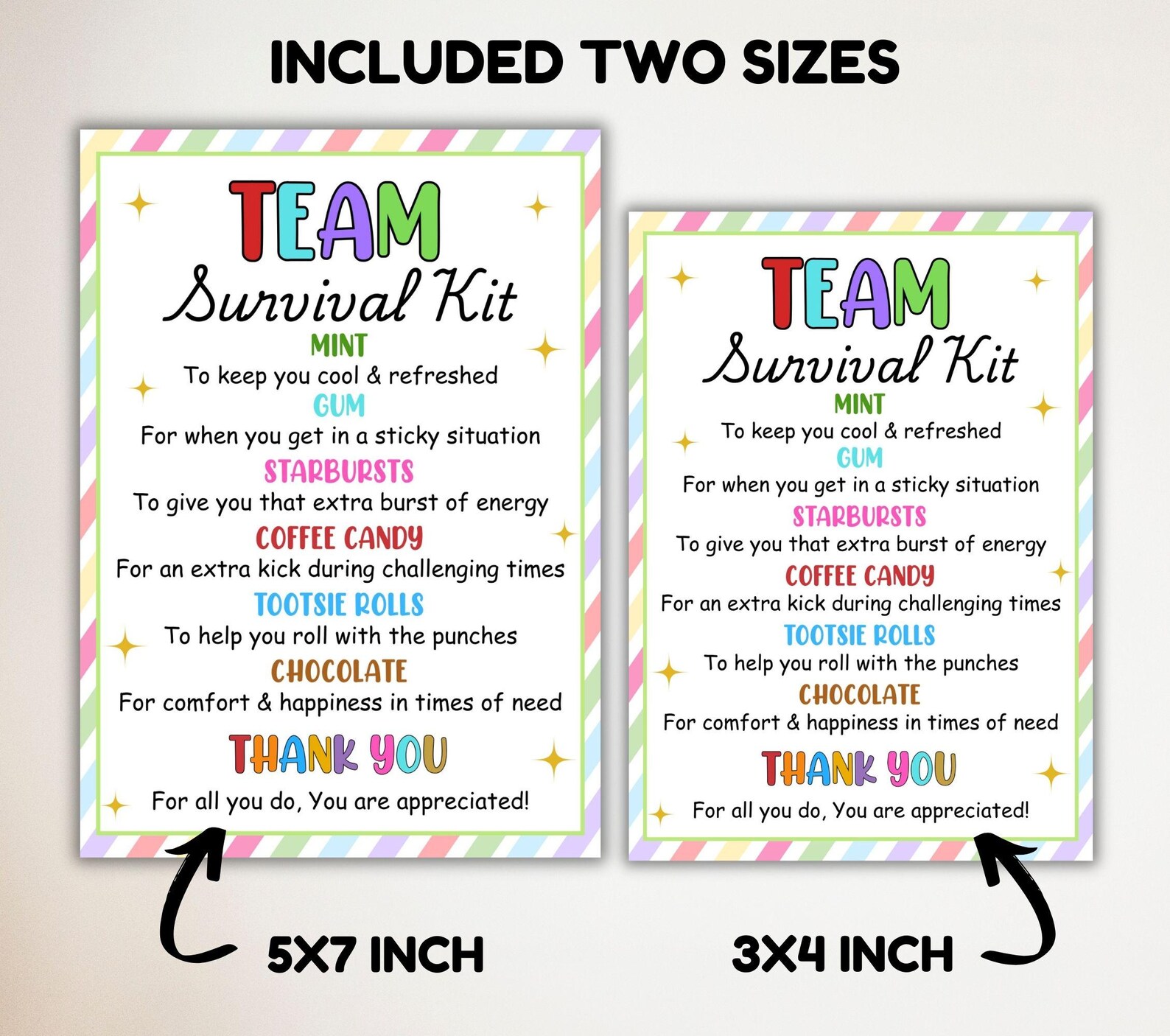 Team Survival Kit Gift Tags Printable, Employee Welcome Gift Survival Kit, Volunteer Welcome ...