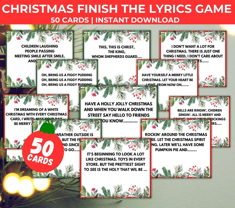 Christmas Carol Finish the Lyric Game, Christmas Song Trivia Game ...