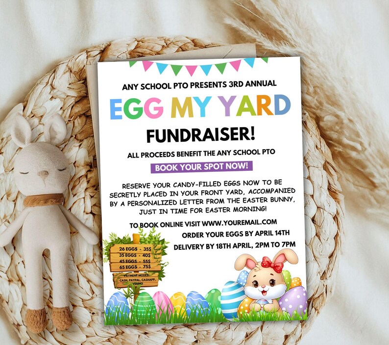 Editable Egg My Yard Fundraiser Template, PTO Easter Egg Hunt ...