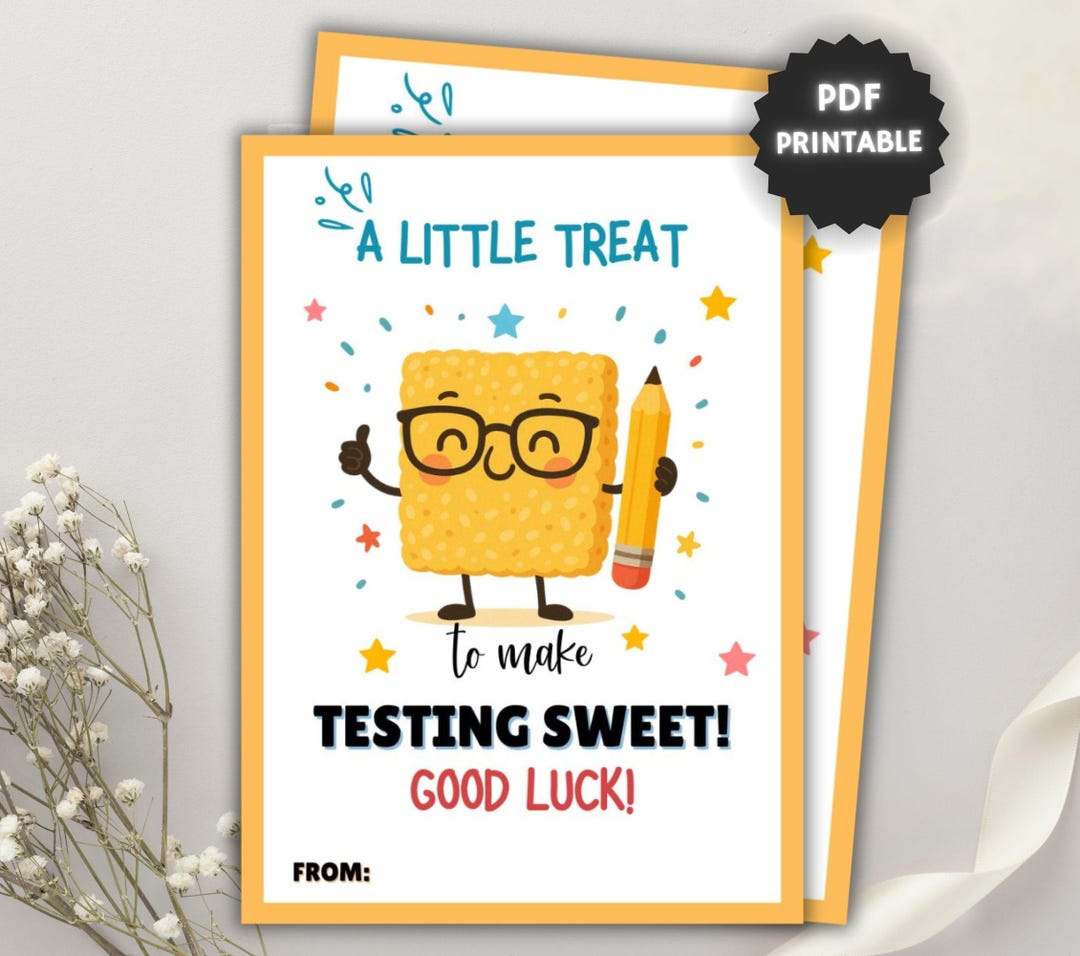 Crispy Rice Treats Good Luck Gift Tag Printable, Testing Day Snack Tag ...