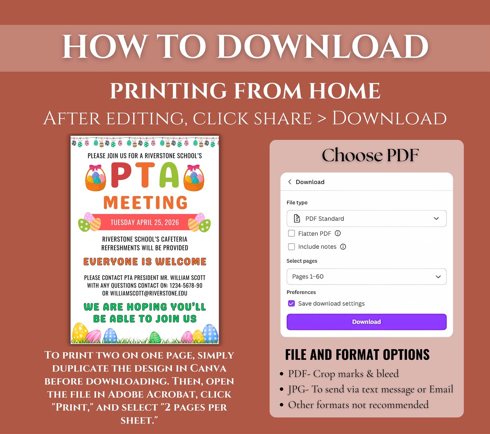 Editable March PTA Meeting Flyer, School Recruitment, St Patrick ...