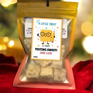 Crispy Rice Treats Good Luck Gift Tag Printable, Testing Day Snack Tag ...