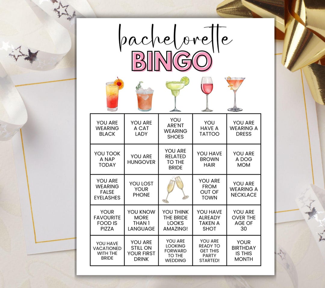 Bachelorette Party Bingo Game Printable, Bachelorette Party Games ...