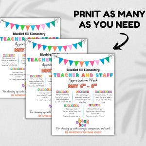 Editable Colorful Teacher Appreciation Week Itinerary Poster Template ...