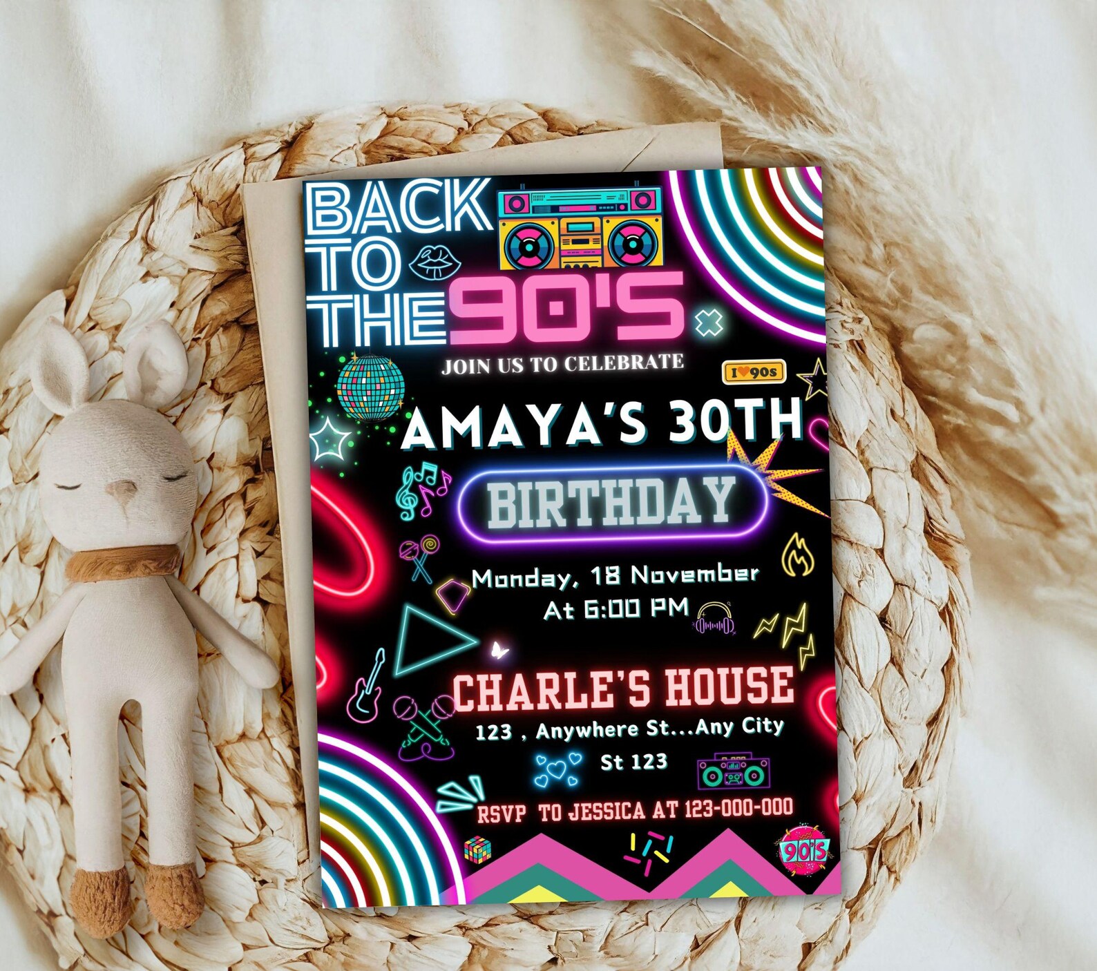 Editable 90s Party Invitation, Back to the 90s Party Invitation ...