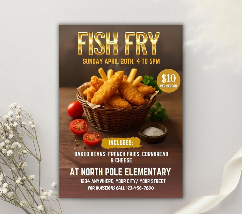 Editable Fish Fry Fundraiser Flyer Template (5x7 In) - Etsy