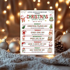 Holiday School Spirit Week Flyer Editable, Winter Spirit Week, December ...
