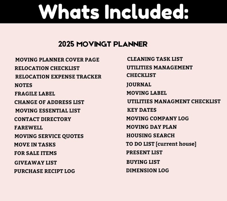 Moving Planner Printable, Moving Checklist, Moving Binder, Moving Gift ...