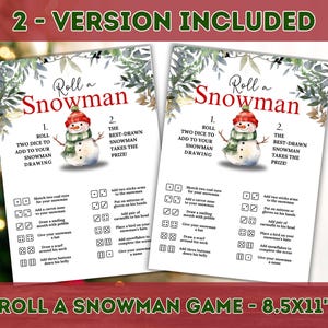Roll A Snowman Game Printable, Christmas Games, Winter Activity for ...