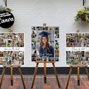 Graduation Photo Collage Template Set, Graduation Welcome Sign ...