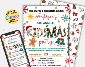 Kidsmas Christmas Invitation, Kids Holiday Party Invitation, Children's ...