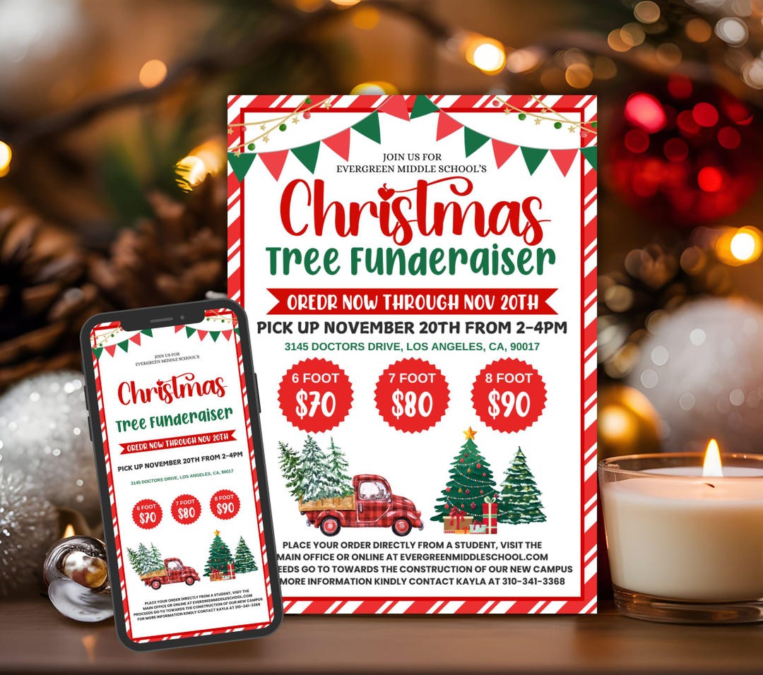 Christmas Tree Fundraiser Flyer Editable, PTA PTO School Church Charity ...