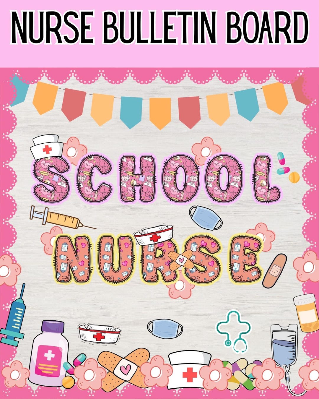 Nurse Bulletin Board Kit, School Nurse Bulletin Board Printable, Nurse ...