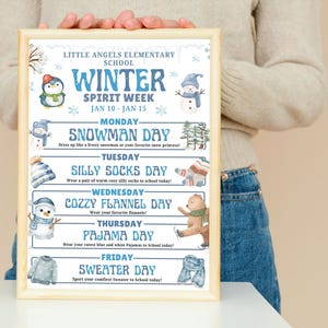 Winter School Spirit Week Flyer Editable, Winter Itinerary Schedule ...