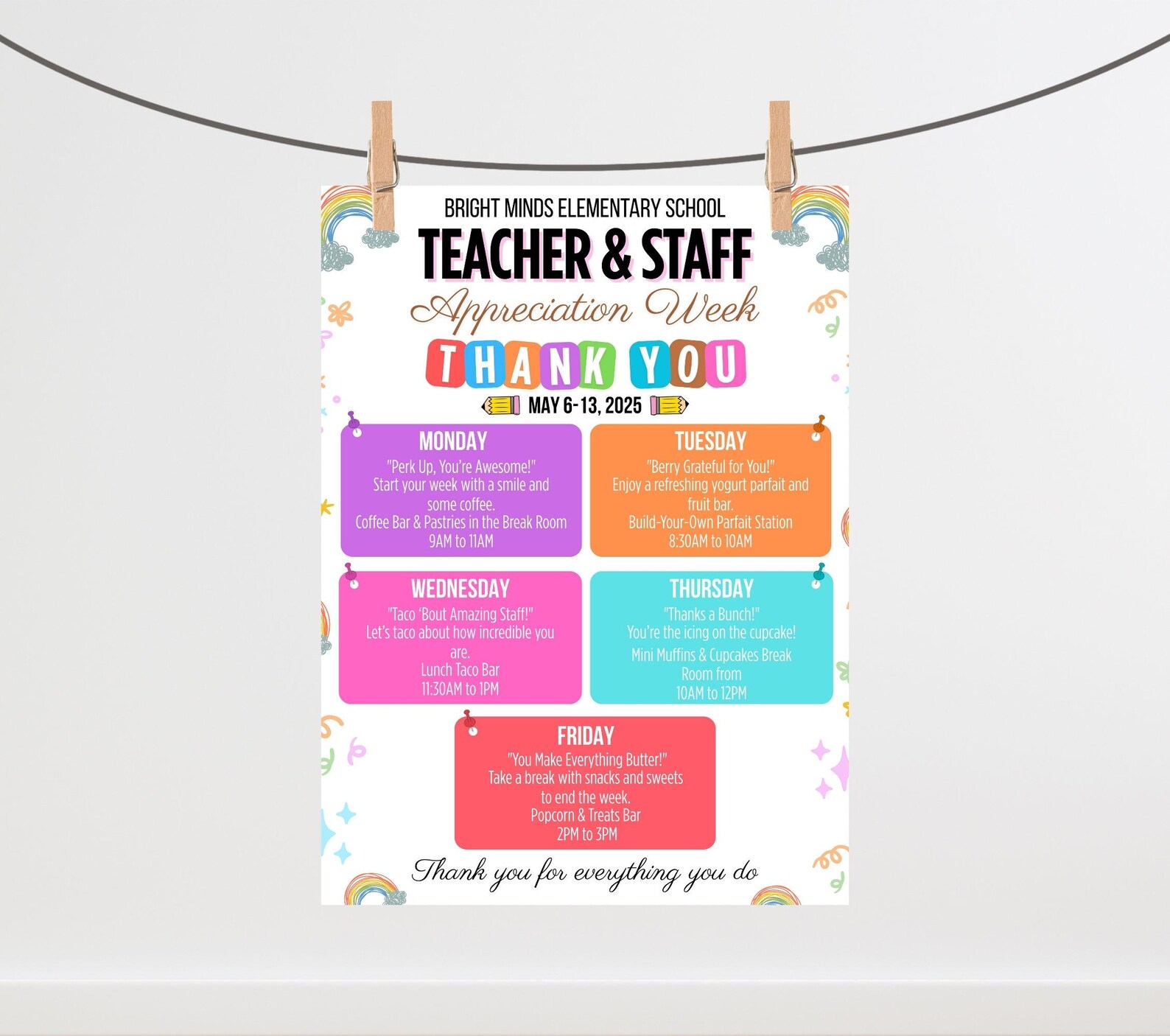 Editable Teacher Appreciation Week Itinerary Poster Template, Teachers ...