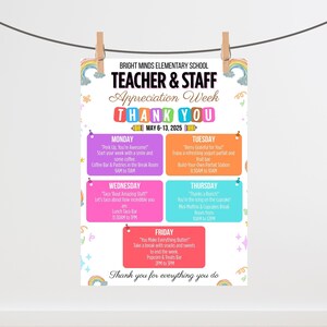 Editable Teacher Appreciation Week Itinerary Poster Template, Teachers ...