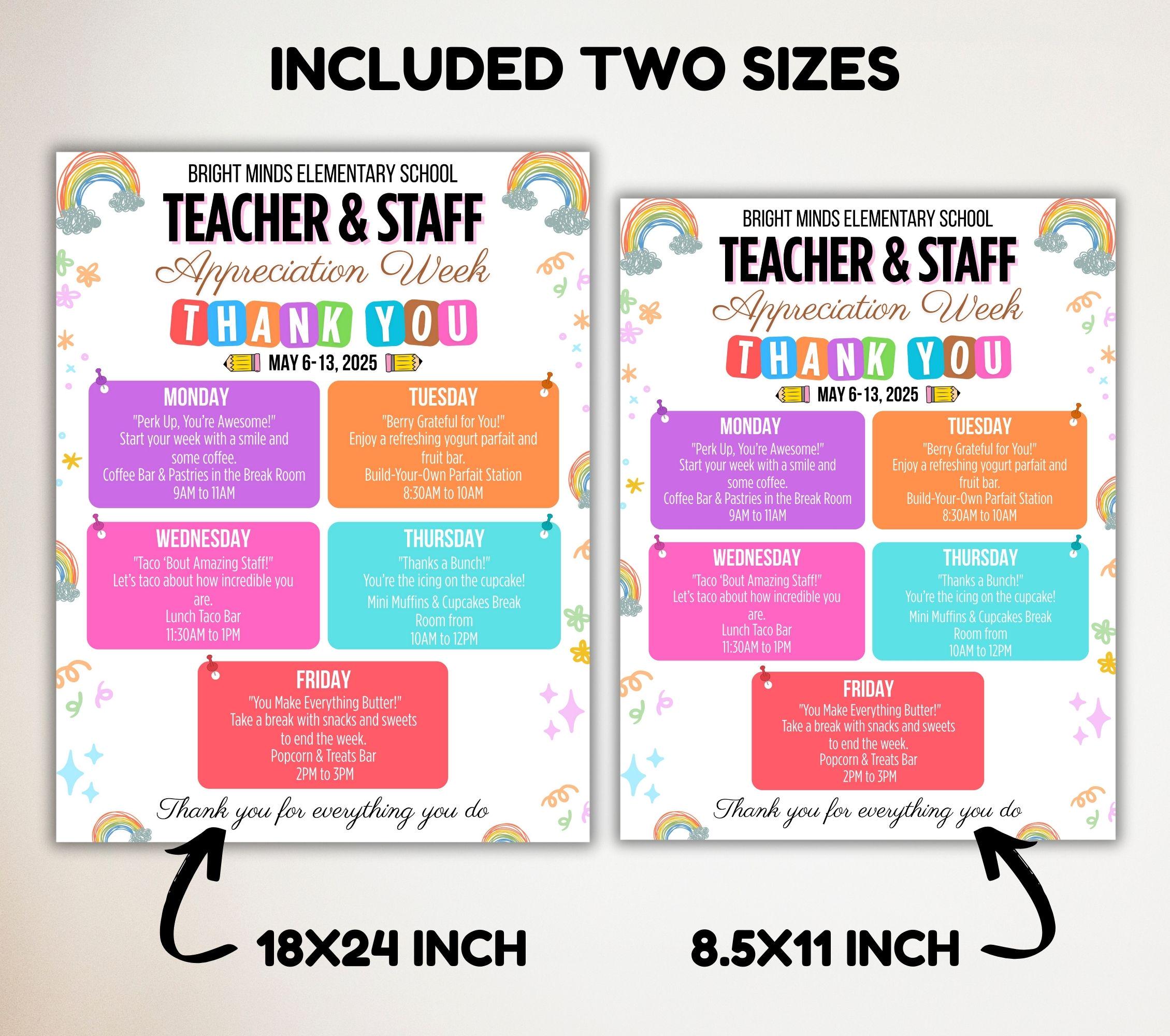 Editable Teacher Appreciation Week Itinerary Poster Template, Teachers ...