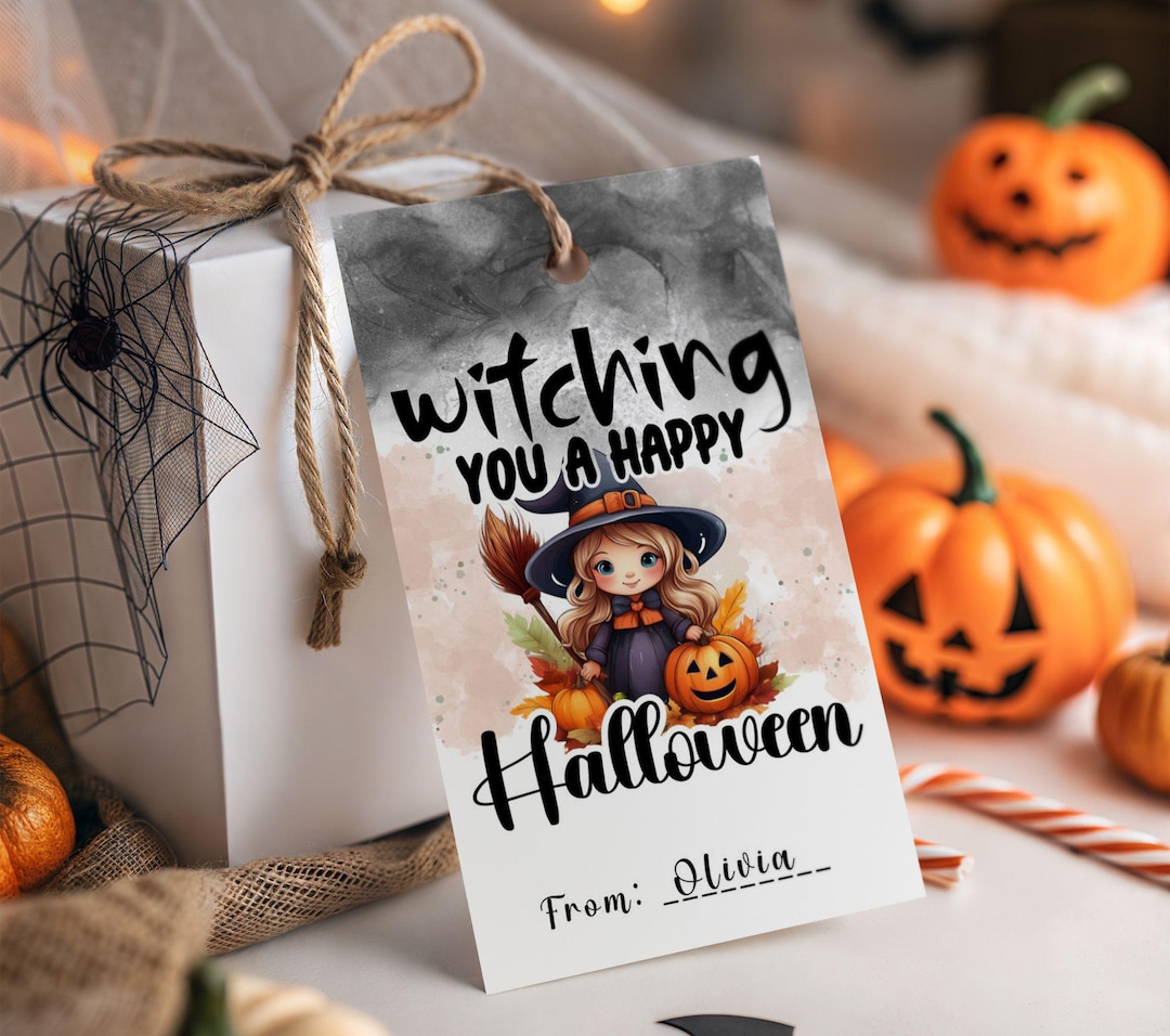 Printable Halloween Treat Tag, Halloween Witch Favor Tag, Witching You ...