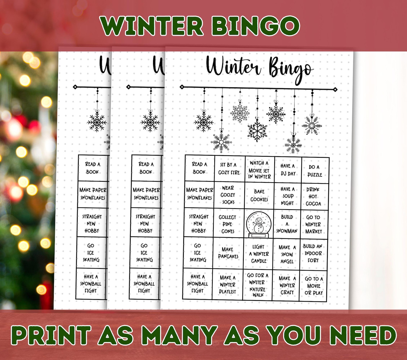 Winter Bingo Game Printable, Winter Bingo Cards, Winter Games, Winter ...