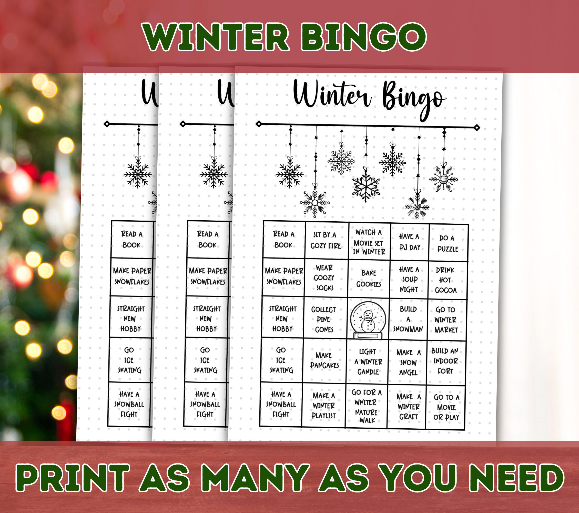 Winter Bingo Game Printable, Winter Bingo Cards, Winter Games, Winter ...