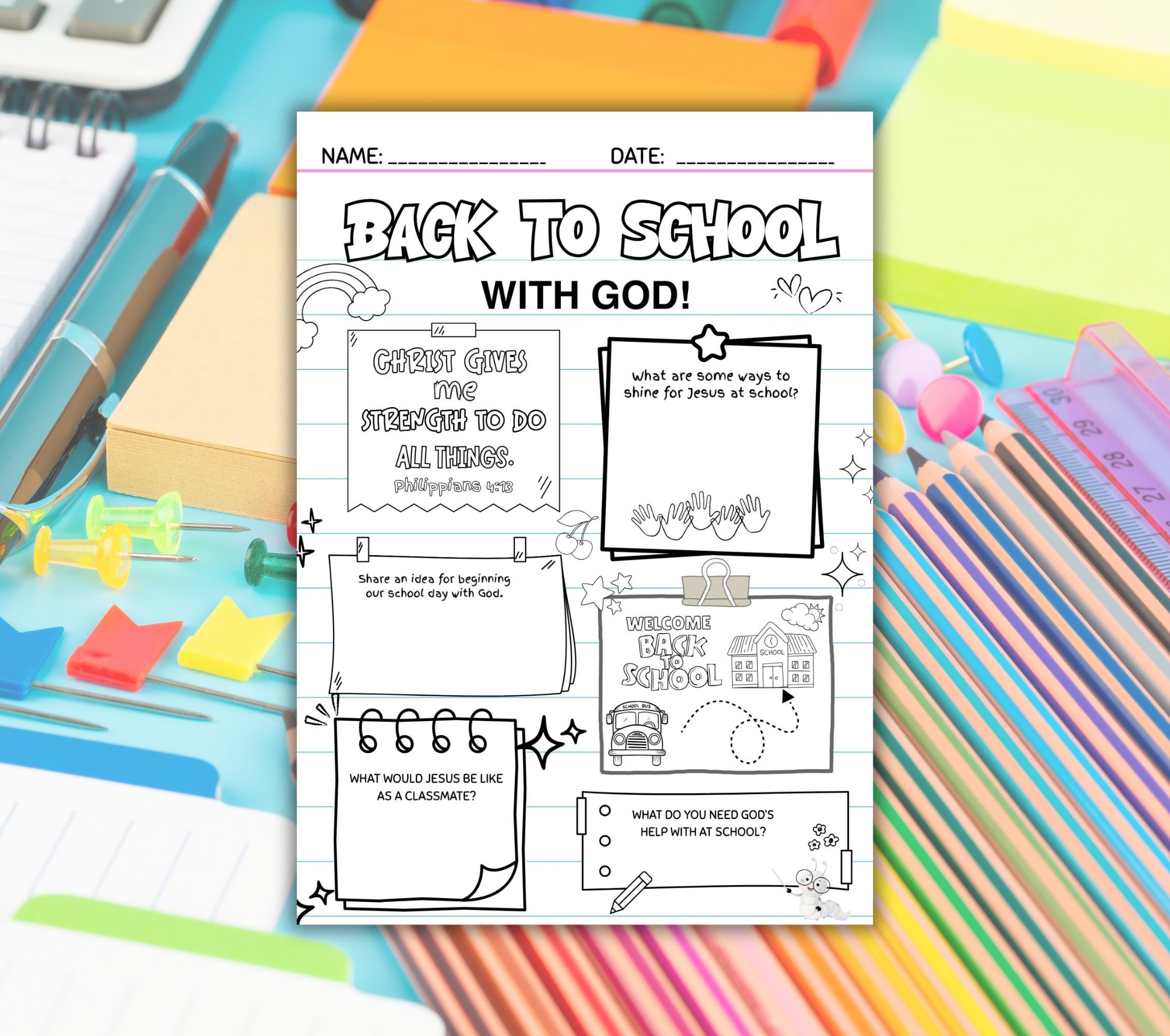Christian Back to School With God Worksheet Printable, Back to School ...
